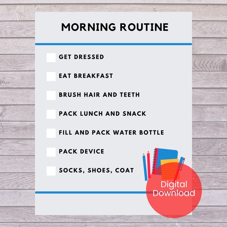 Morning Routine Chart for Kids, Printable Morning Checklist, Editable ...