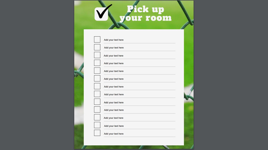 Room Cleaning Checklist, Printable Kids Room Pick up List, Frameable ...