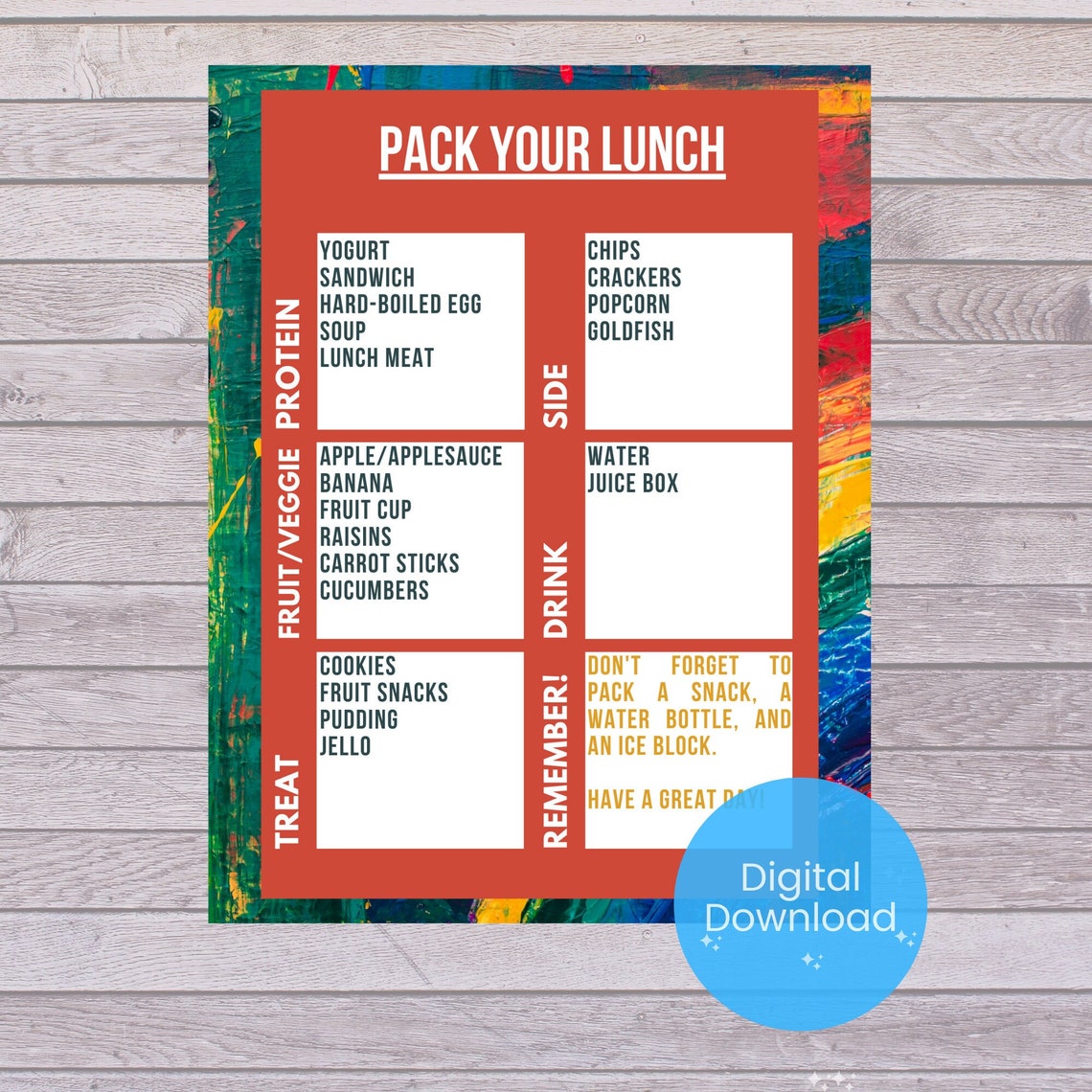 Lunch Packing Guide for Kids, Printable, Editable Kids Lunch Packing ...