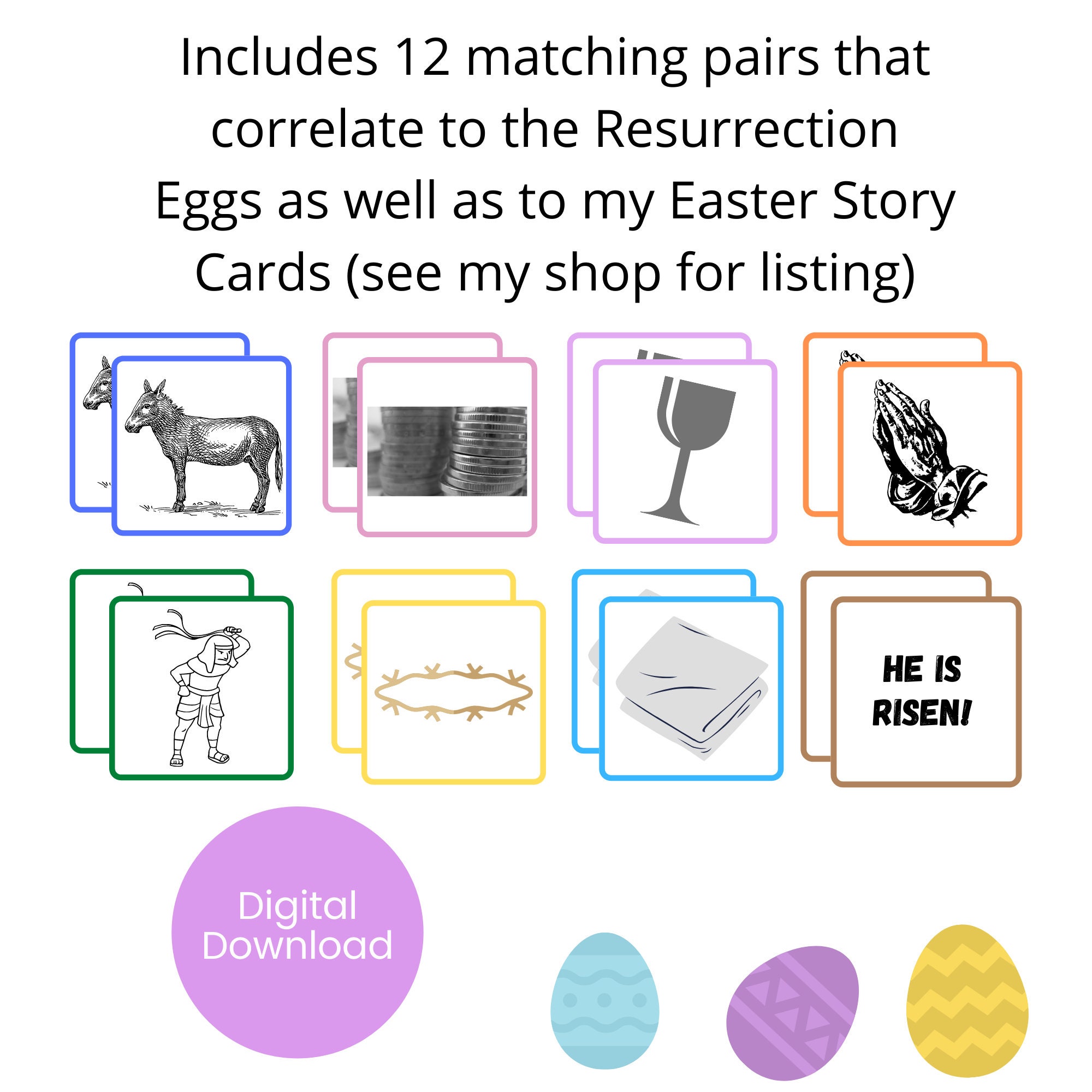 Easter Story Matching Game - PDF Print, Resurrection Egg Companion ...