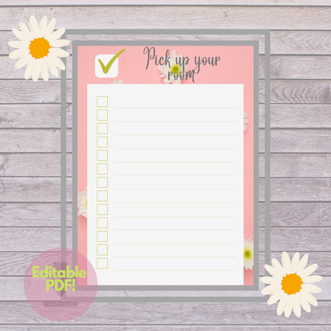 Room Cleaning Checklist, Printable Kids Room Pick up List, Frameable ...