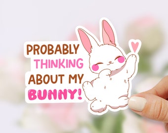 Blue Bunny Sticker Cute Printed Vinyl Rabbit Sticker, Waterproof ...