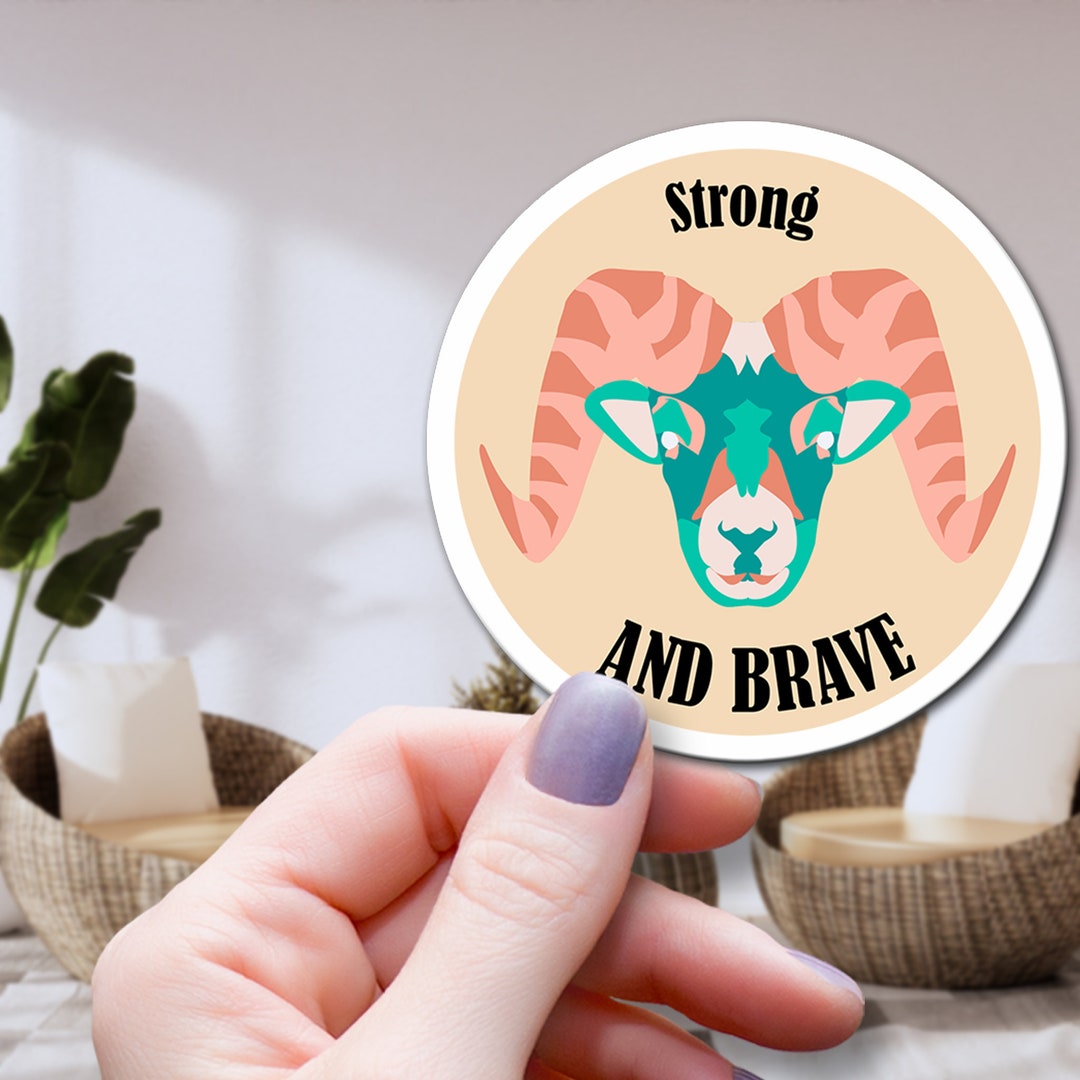 Strong and Brave Ram Sticker Motivational Sticker Waterproof Geometric ...