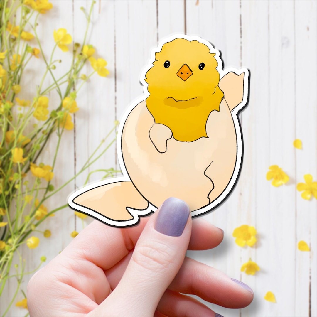 Baby Chick Sticker Cute Barn Animals Decal Chick With Egg Shell Sticker ...