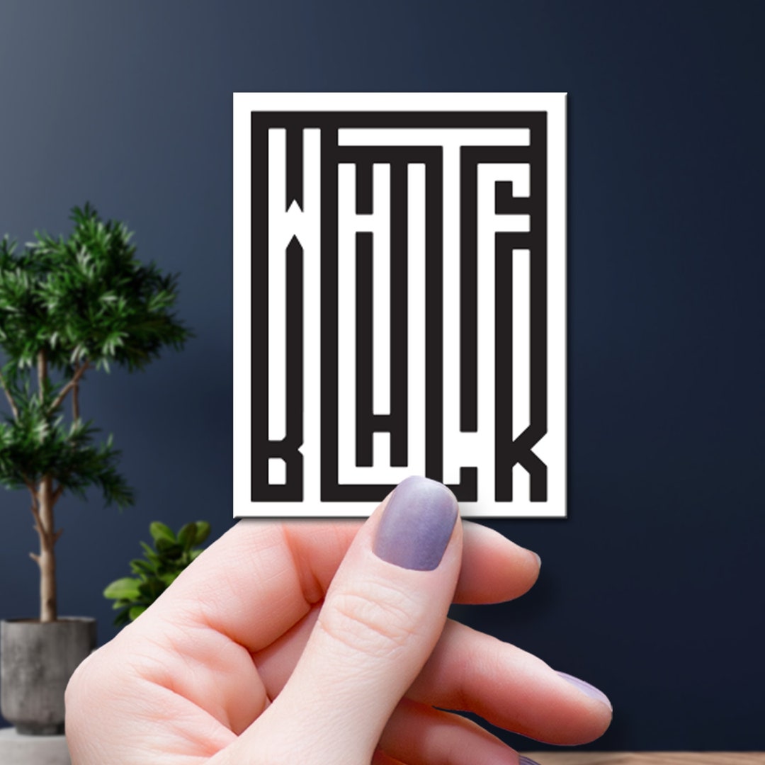 White Black Sticker | Word Art Sticker | Unique Word Art Decal | Black ...