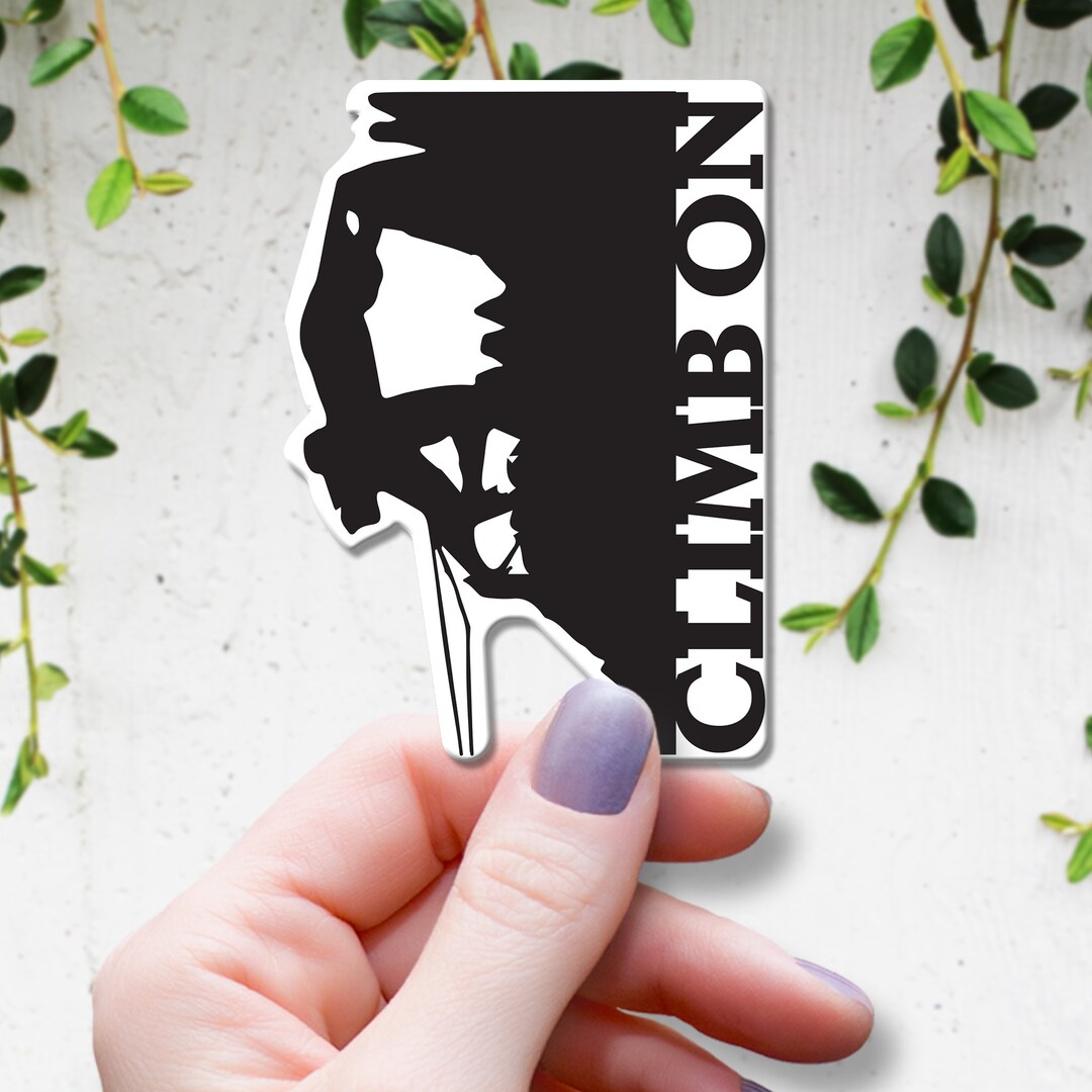 Man Rock Climbing Vinyl Sticker | Cliff Hanging | on Belay | Climb on ...