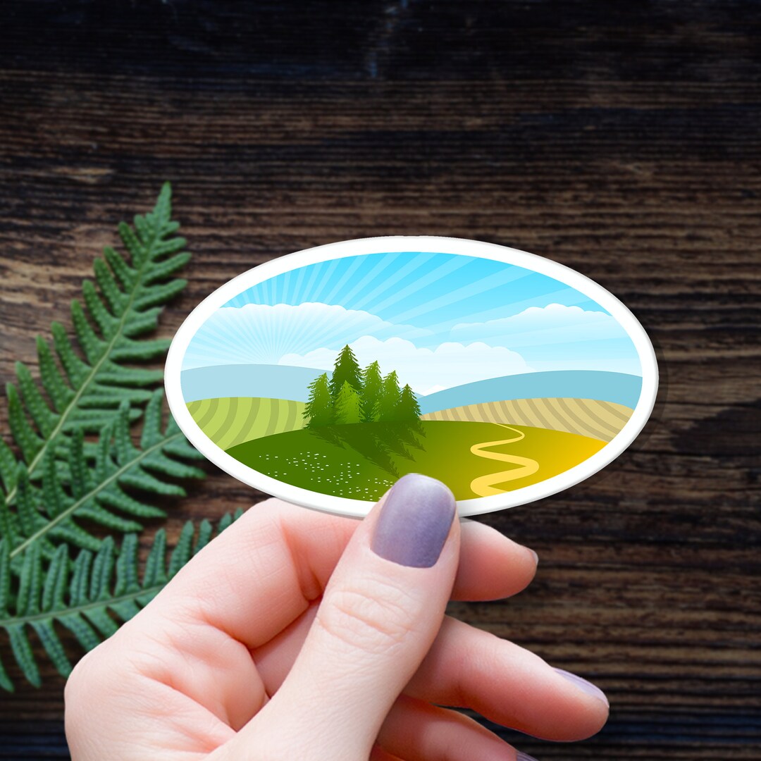 Natural Scenery Sticker Trail Through a Field Sunrise Sunset Hiking ...