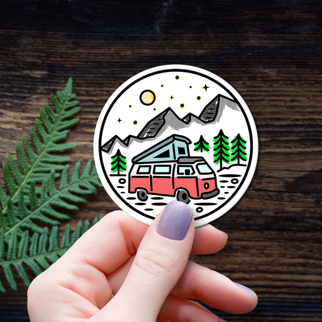 Red Van Camper Sticker Weatherproof Outdoor and Van Life Sticker Roadtripping, Driving, Nature ...