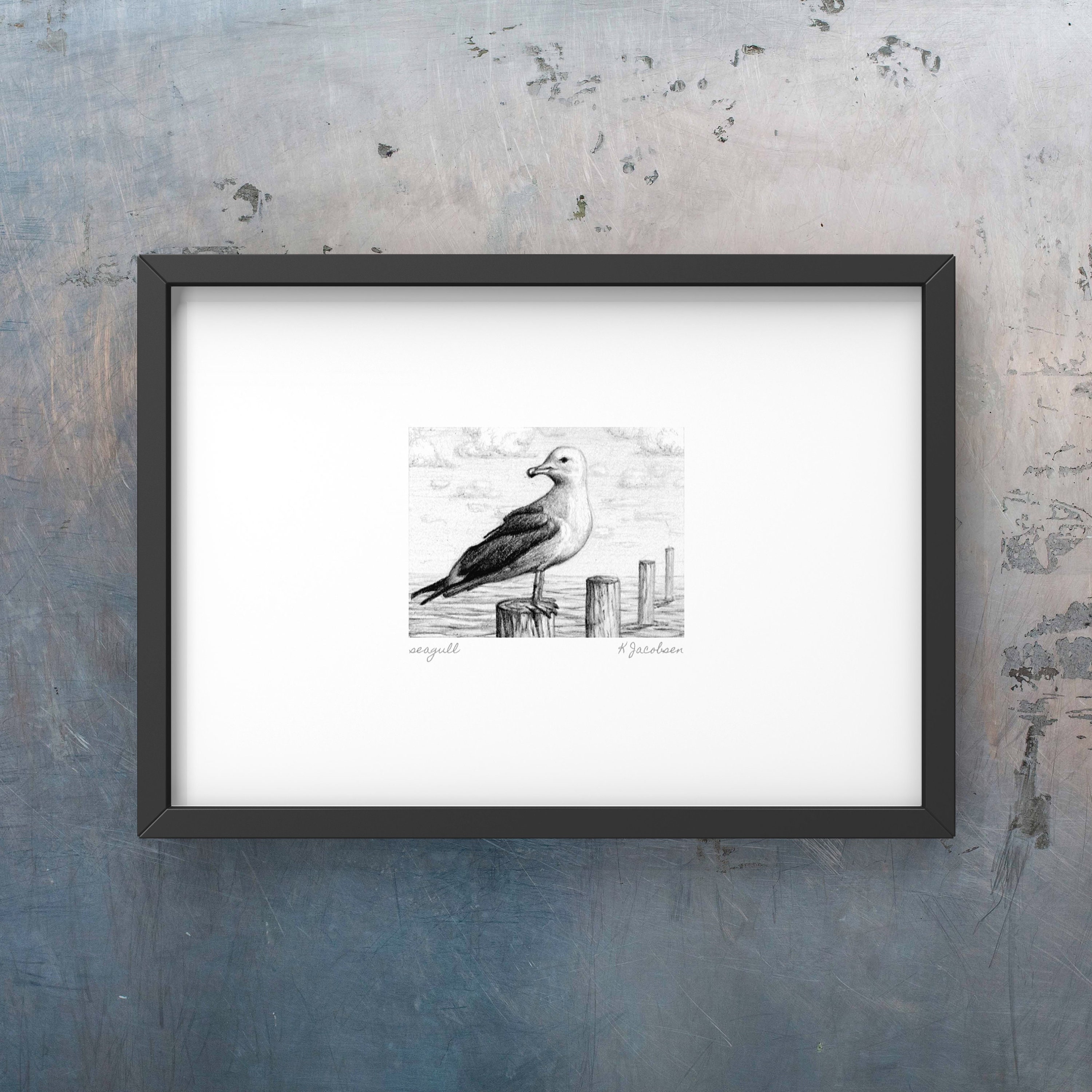 Miniature Seagull Pencil Drawing | Giclée Print - Etsy