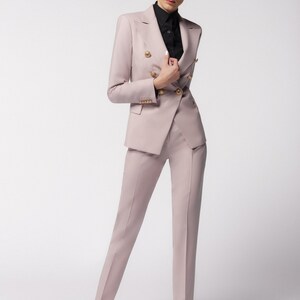 Women 2pc Suit Set Premium Cotton Double Breasted Office Wear - Etsy