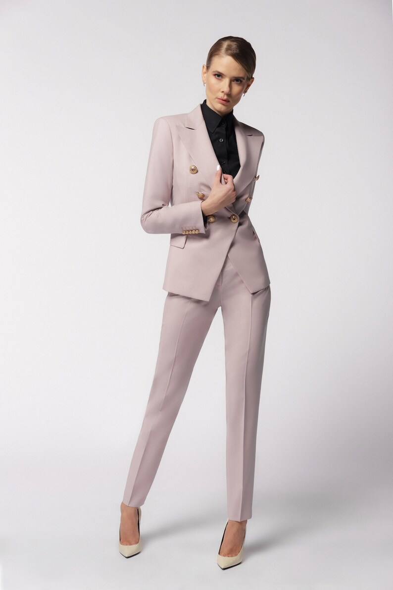 Women 2pc Suit Set Premium Cotton Double Breasted Office Wear - Etsy