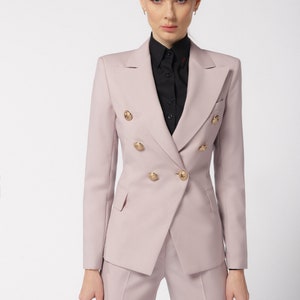 Women 2pc Suit Set Premium Cotton Double Breasted Office Wear - Etsy