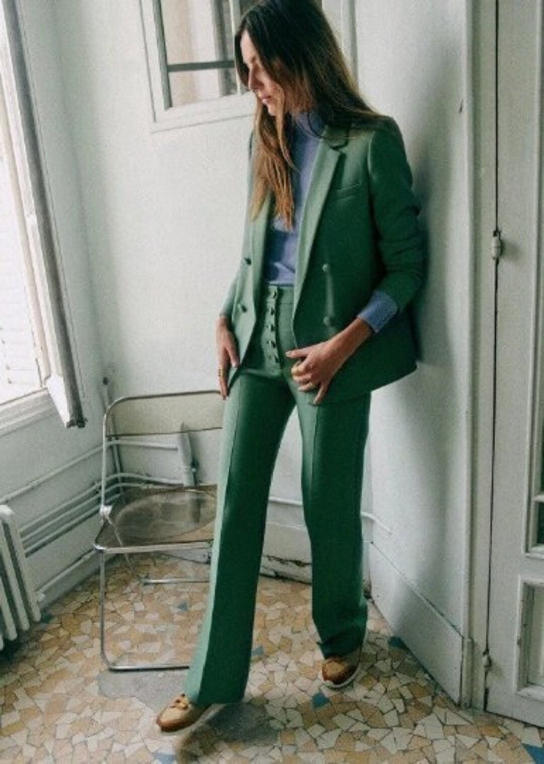 Women Green Prom Pant Suit Set Custom Made Two Piece Double - Etsy