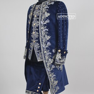 Men 3pc Blue Velvet Colonial Suit Justaucorps Coat Waistcoat - Etsy