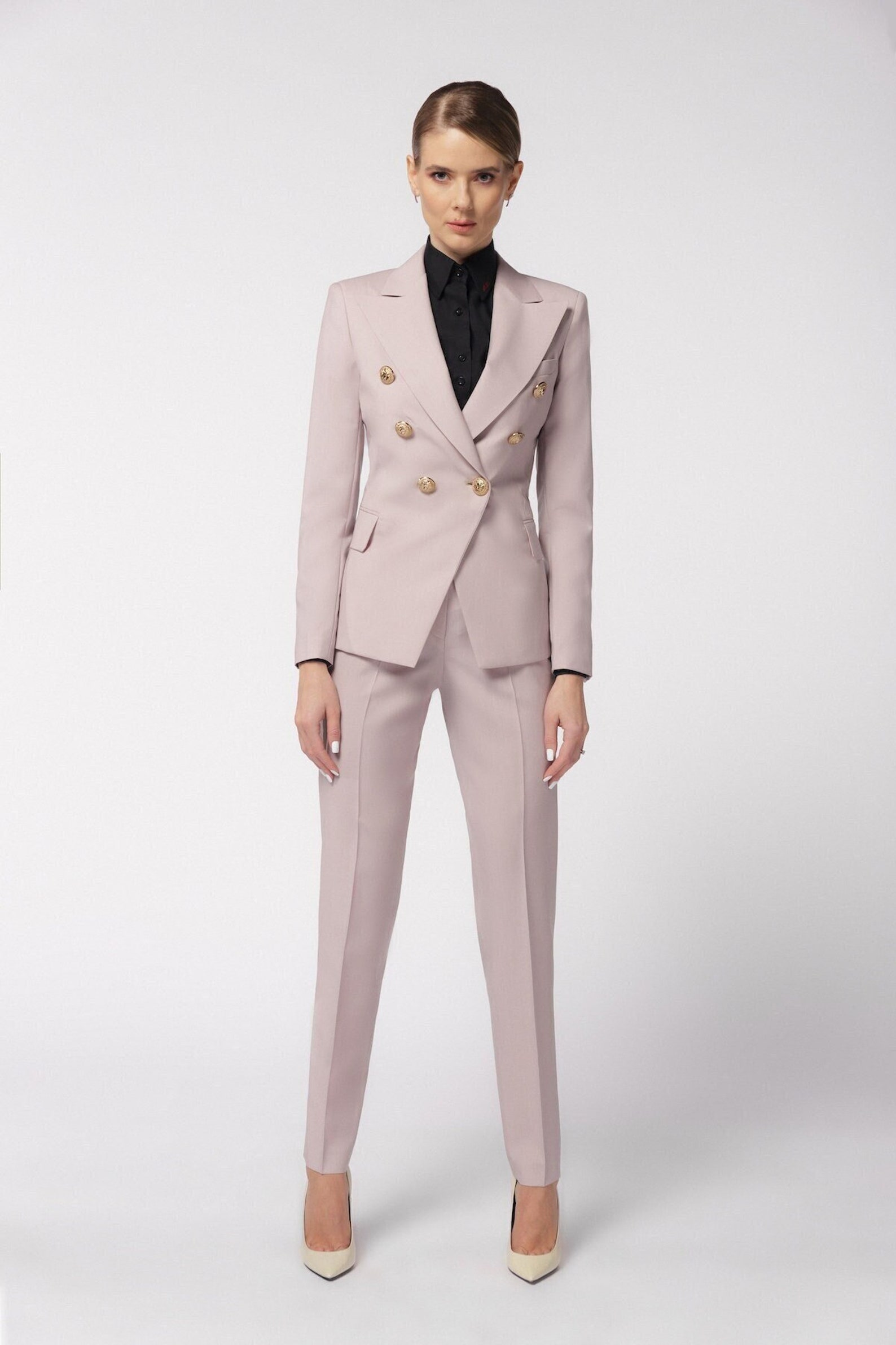 Women 2pc Suit Set Premium Cotton Double Breasted Office Wear - Etsy