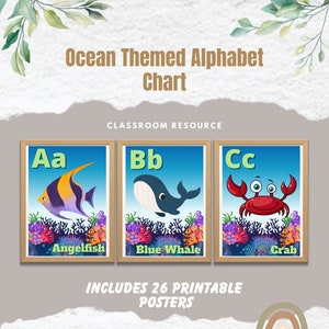 Ocean Themed Printable Alphabet Chart - Etsy