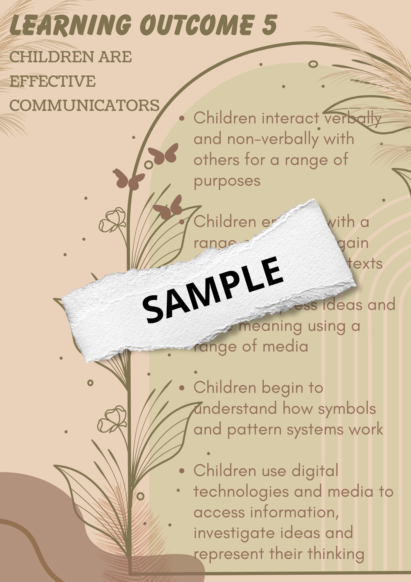 EYLF Learning Outcome Posters - Updated to V2 - Boho Design - Etsy ...