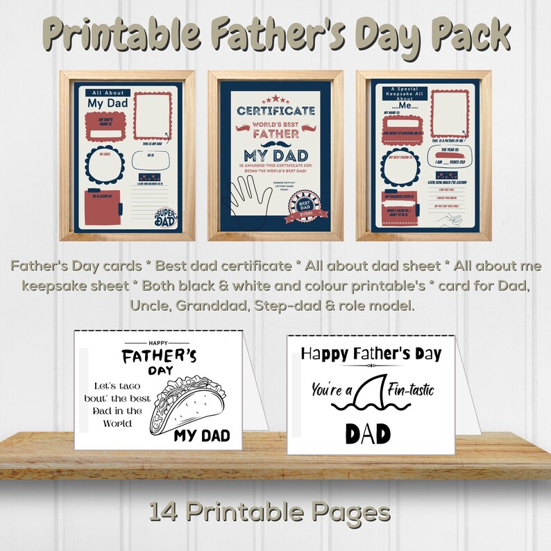 Father's Day Printable Gift Pack - Etsy Australia