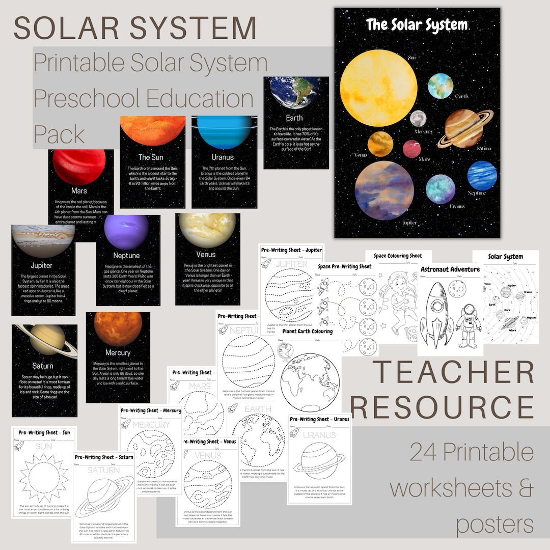 Educational Solar System Teaching Pack 24 Sheets - Etsy