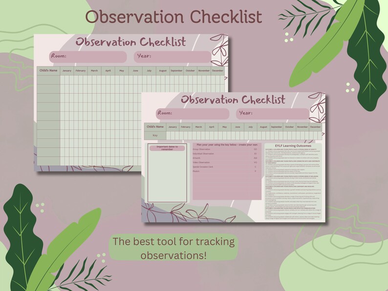 Observation Tracking Checklist - Etsy