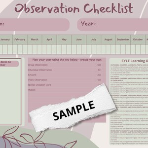 Observation Tracking Checklist - Etsy