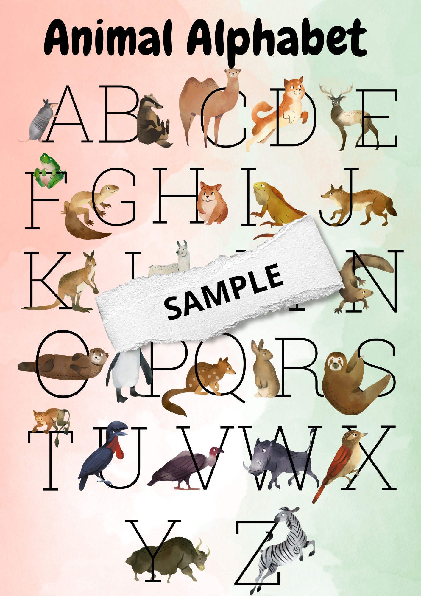 Animal Alphabet Printable Poster early Childhood Teacher - Etsy Australia
