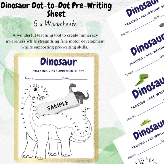 Dinosaur Pre-writing Activity Tracing Sheets Tracing - Etsy