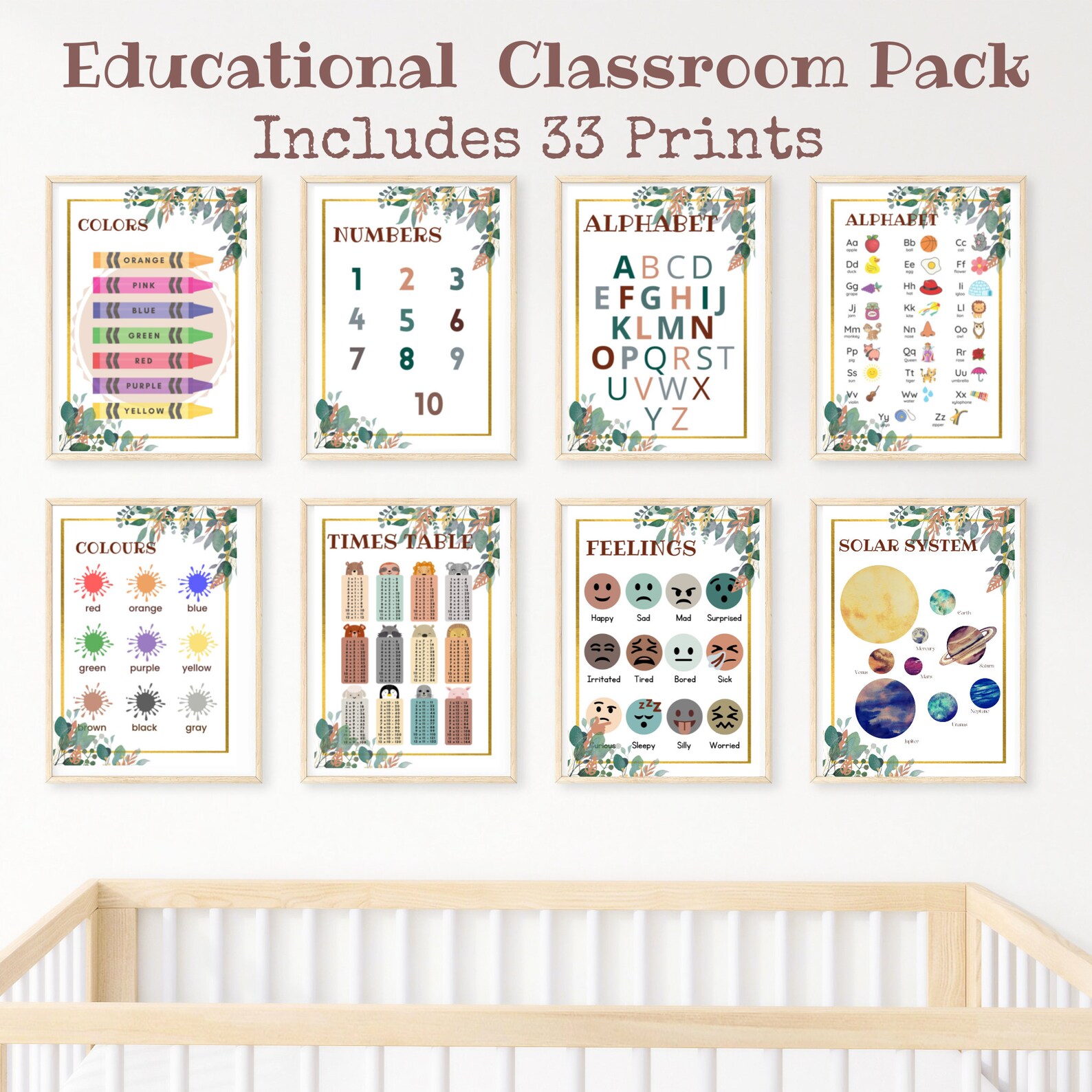 Educational Children's Classroom Wall Poster - 33 Pack - Etsy
