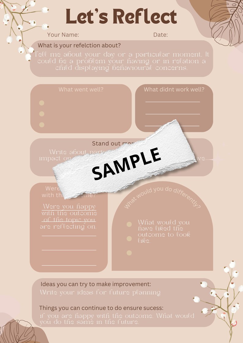 Let's Reflect - Educators Reflection Template - Etsy Australia