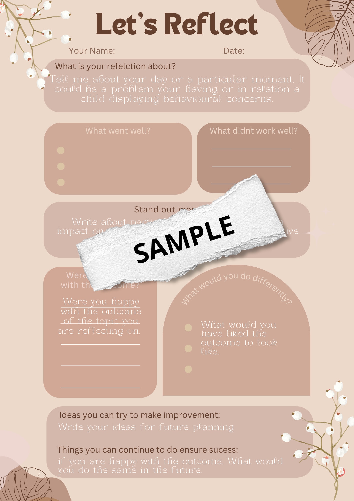 Let's Reflect - Educators Reflection Template - Etsy Australia