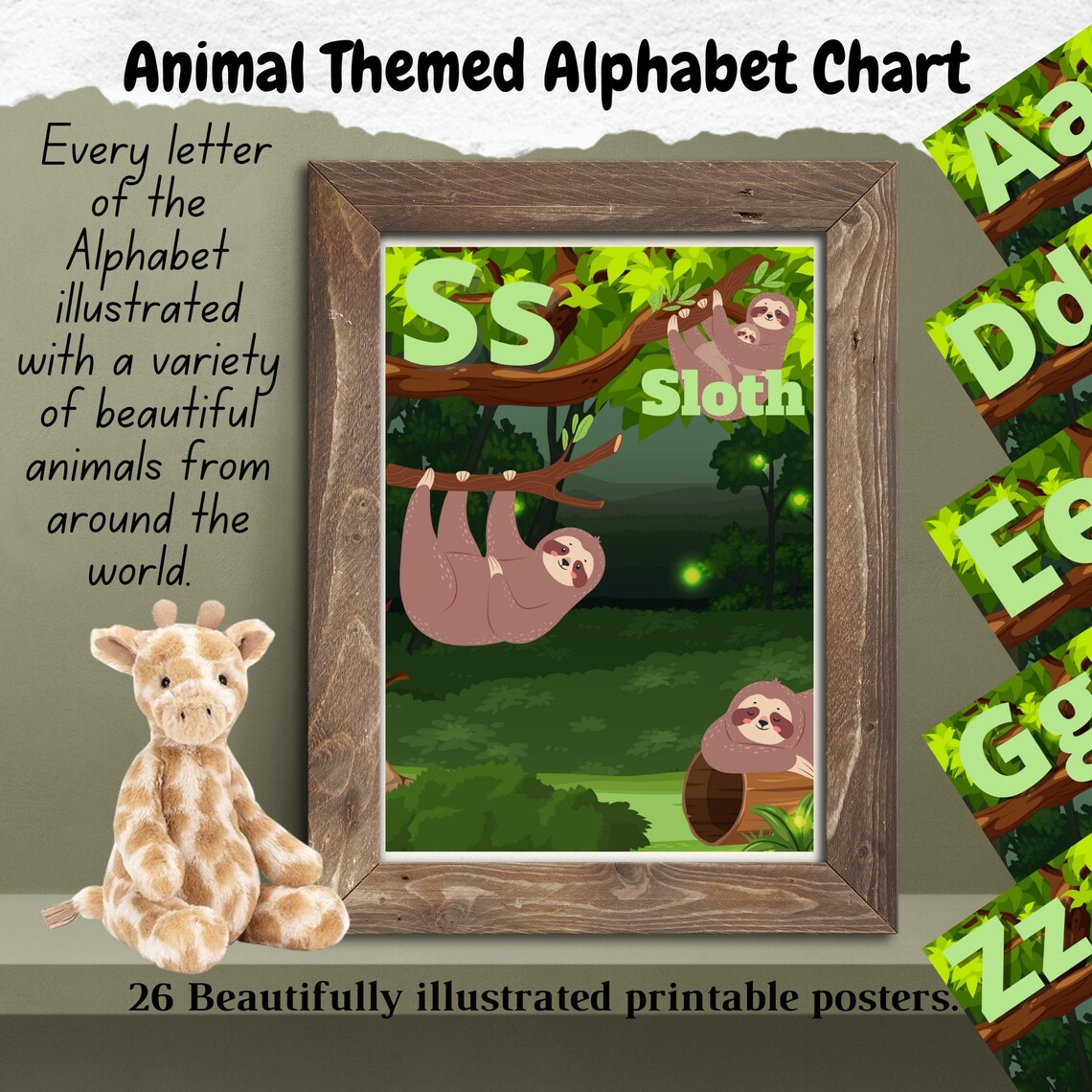 Animal Themed Printable Alphabet Printable Poster early - Etsy