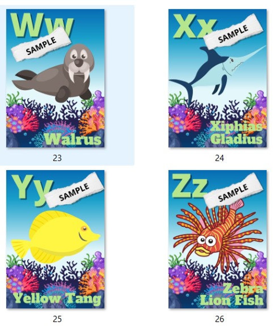 Ocean Themed Printable Alphabet Chart - Etsy