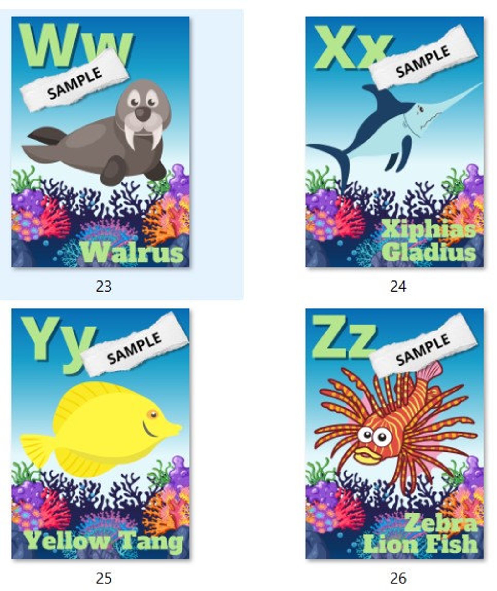 Ocean Themed Printable Alphabet Chart - Etsy