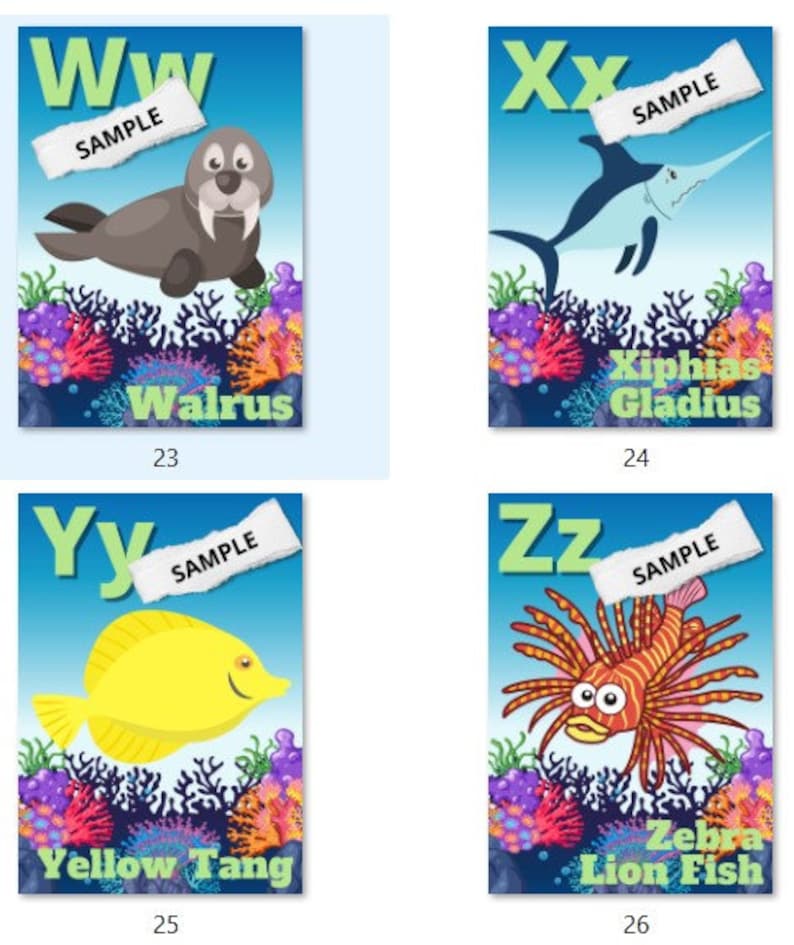 Ocean Themed Printable Alphabet Chart - Etsy