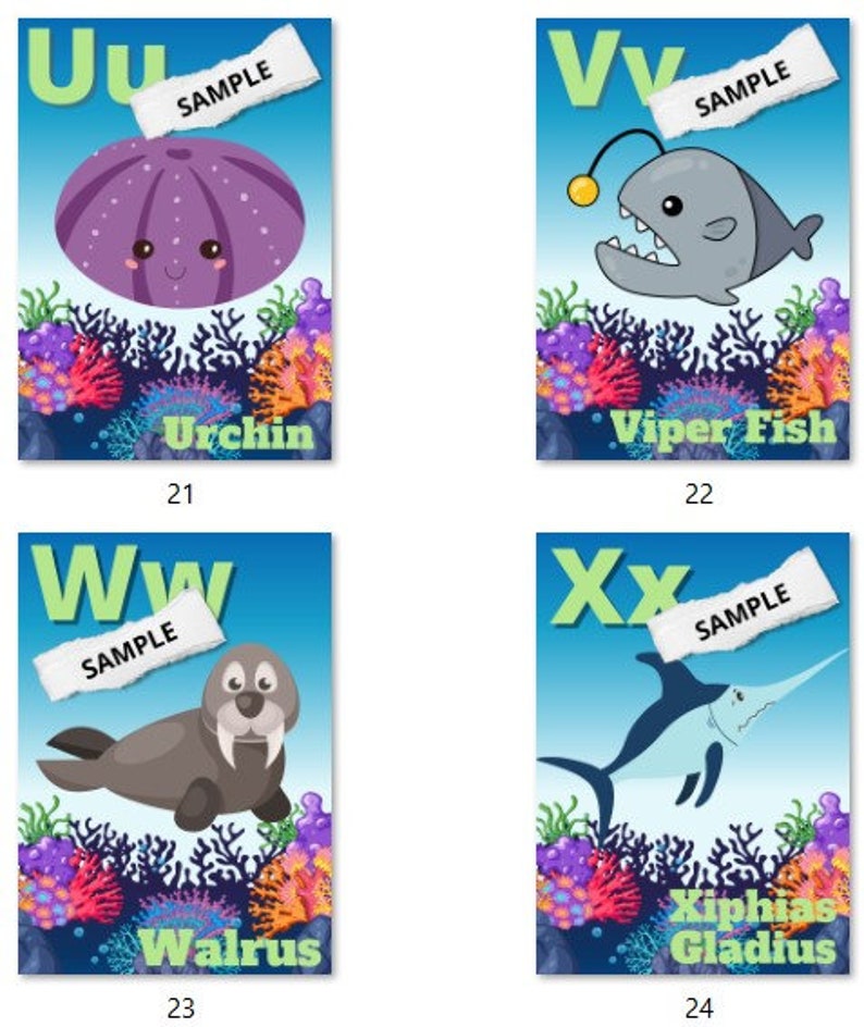 Ocean Themed Printable Alphabet Chart - Etsy