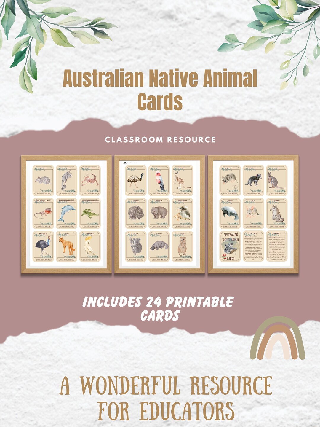 Australian Native Animal Flash Cards and Memory Game - Etsy
