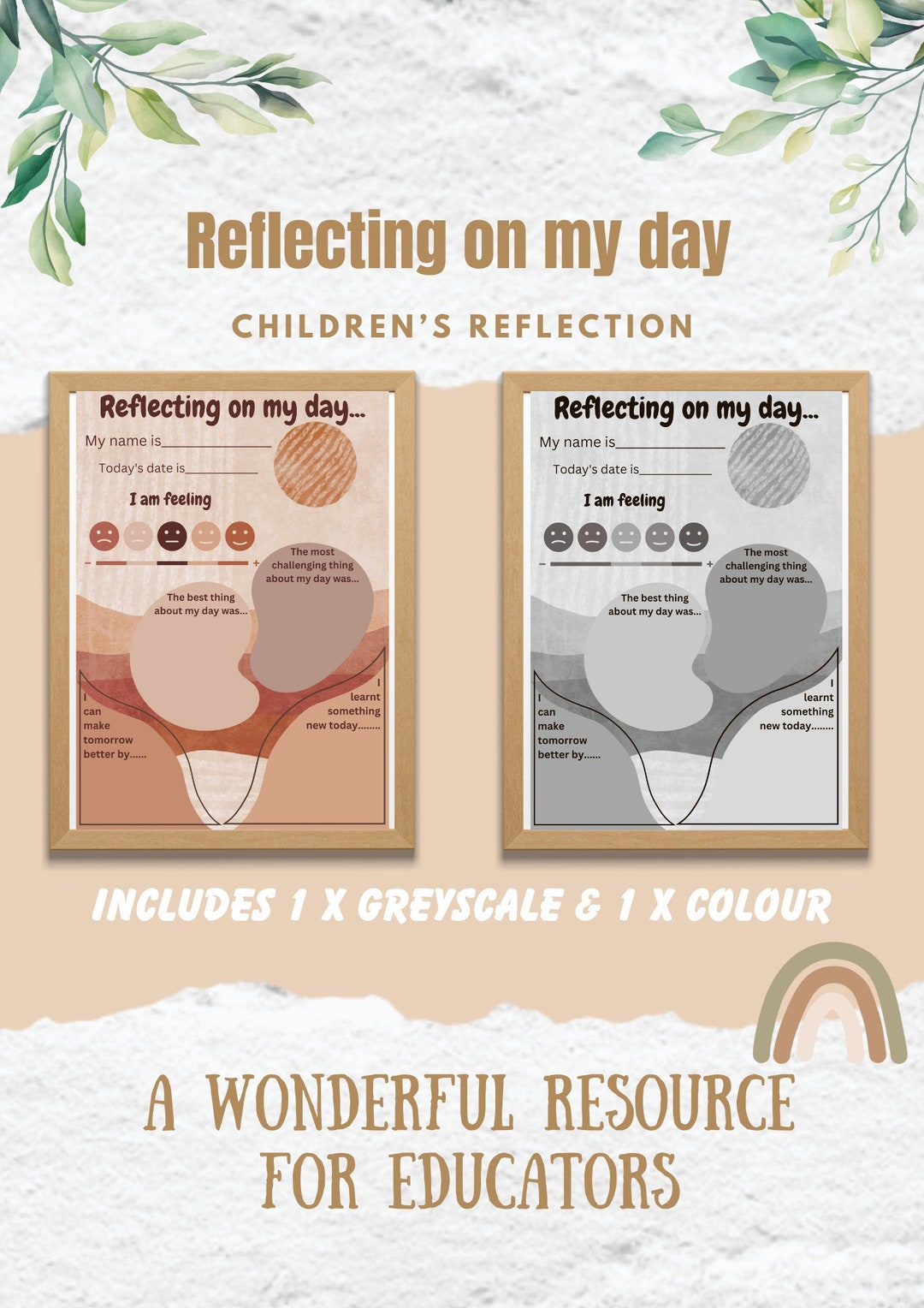 Reflecting on My Day - Children's Reflection Template - Etsy Australia