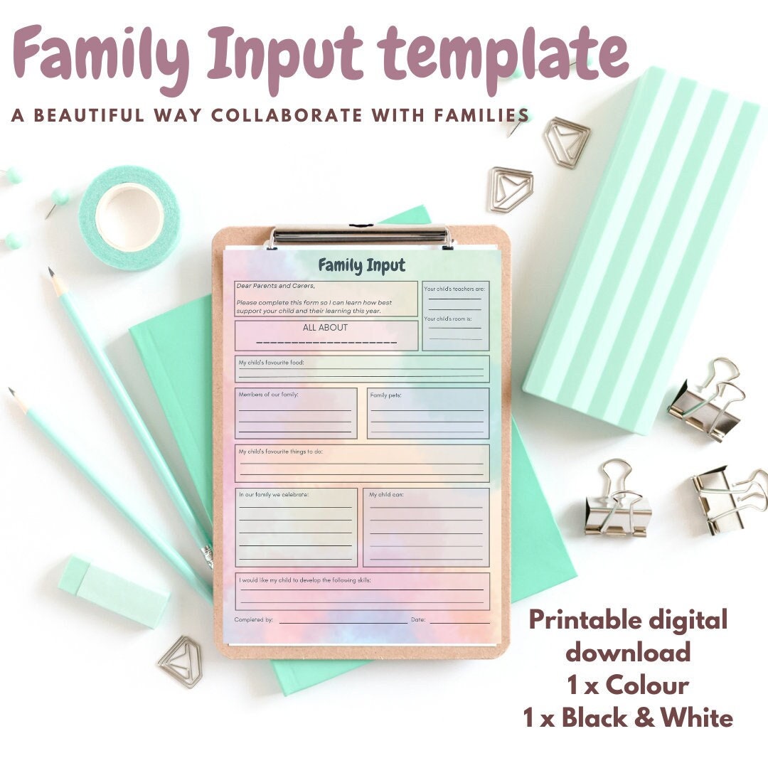 Family Input All About Me Sheet - Etsy