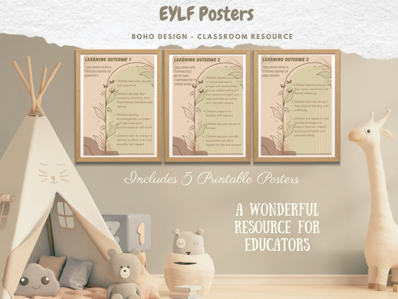 EYLF Learning Outcome Posters Updated to V2 Boho Design - Etsy Australia