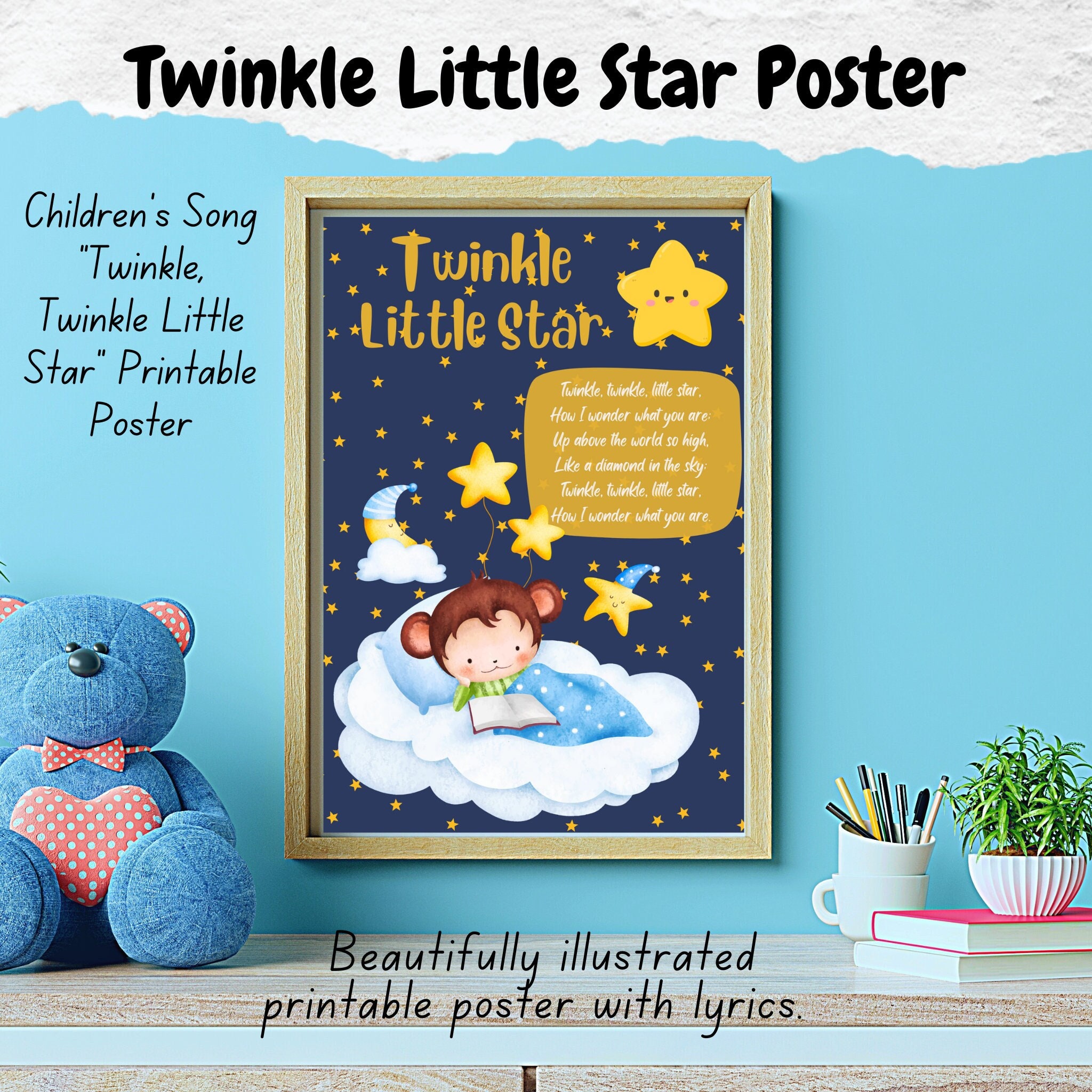 Twinkle Twinkle Little Star Song With Lyrics Printable - Etsy Australia