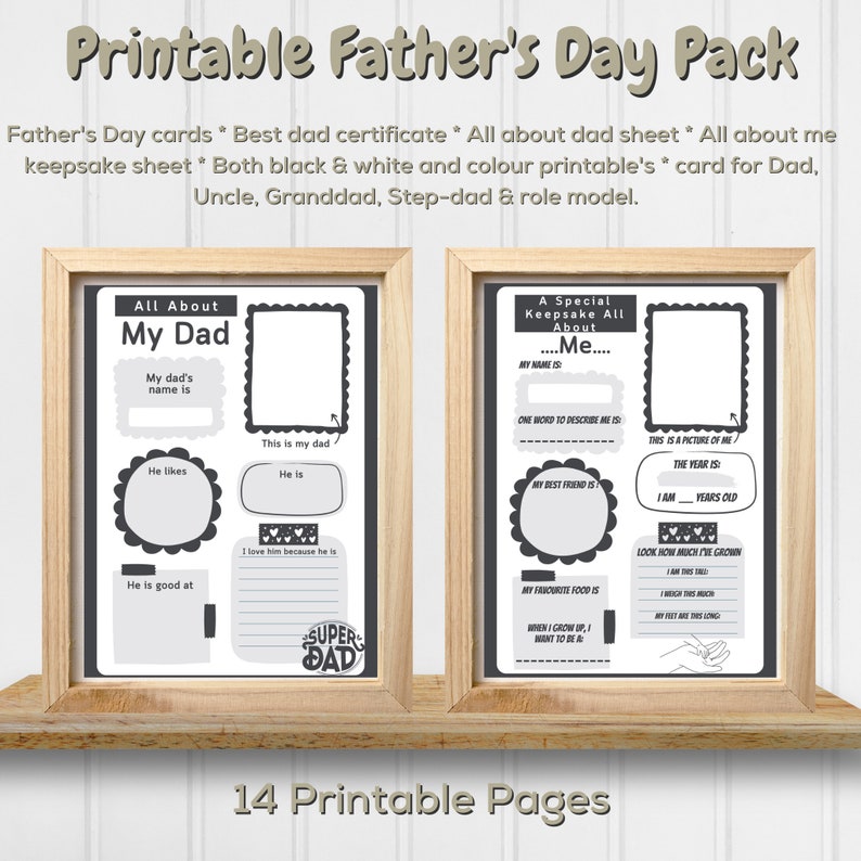 Father's Day Printable Gift Pack - Etsy Australia