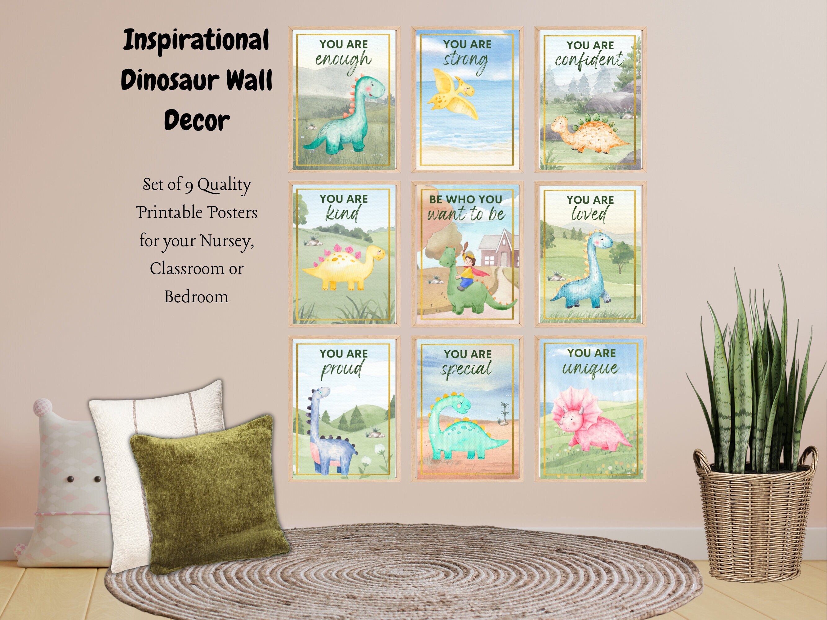 Inspirational Dinosaur Affirmation Wall Art Decor - Etsy Australia