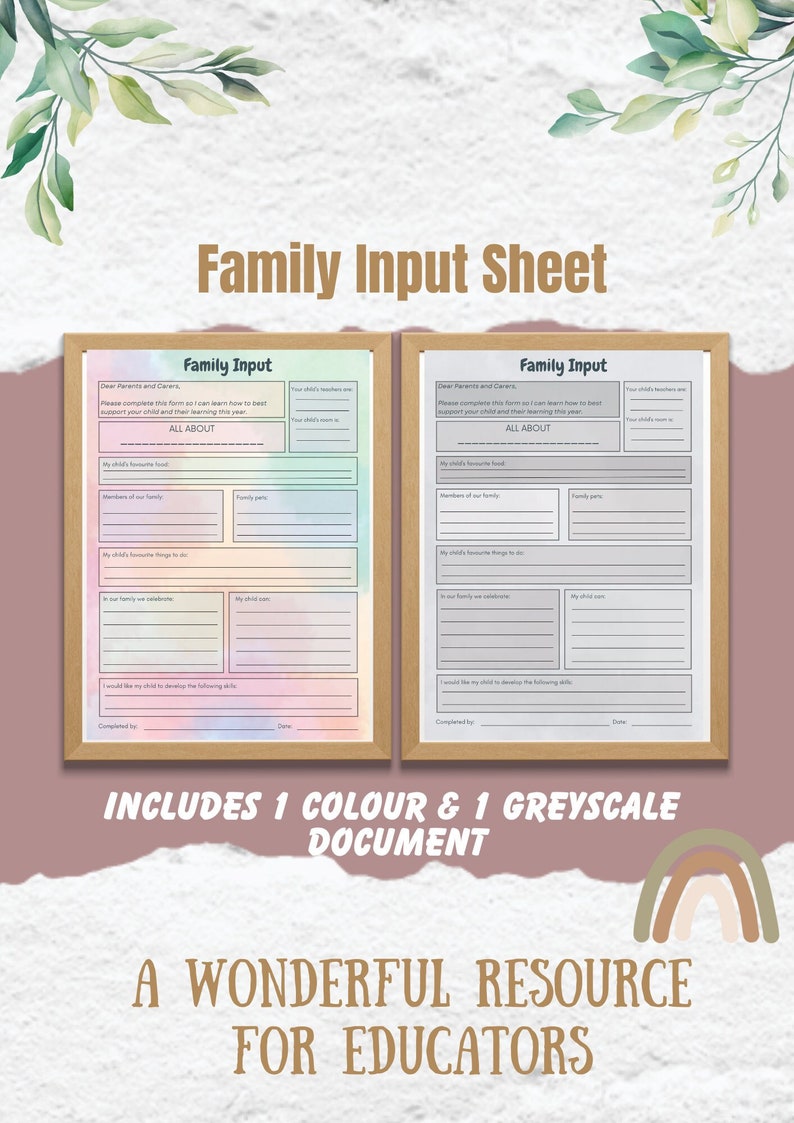 Family Input - All About Me Sheet - Etsy Australia