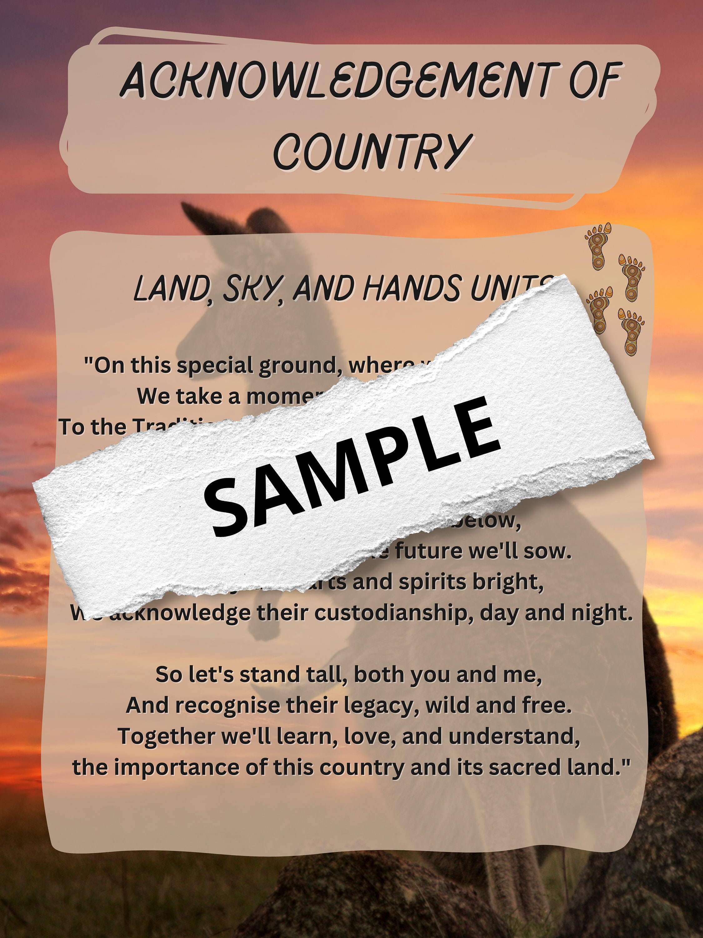 Aboriginal Torres Strait Islander - Acknowledgement Poem Posters - Etsy