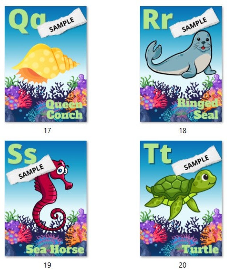 Ocean Themed Printable Alphabet Chart - Etsy