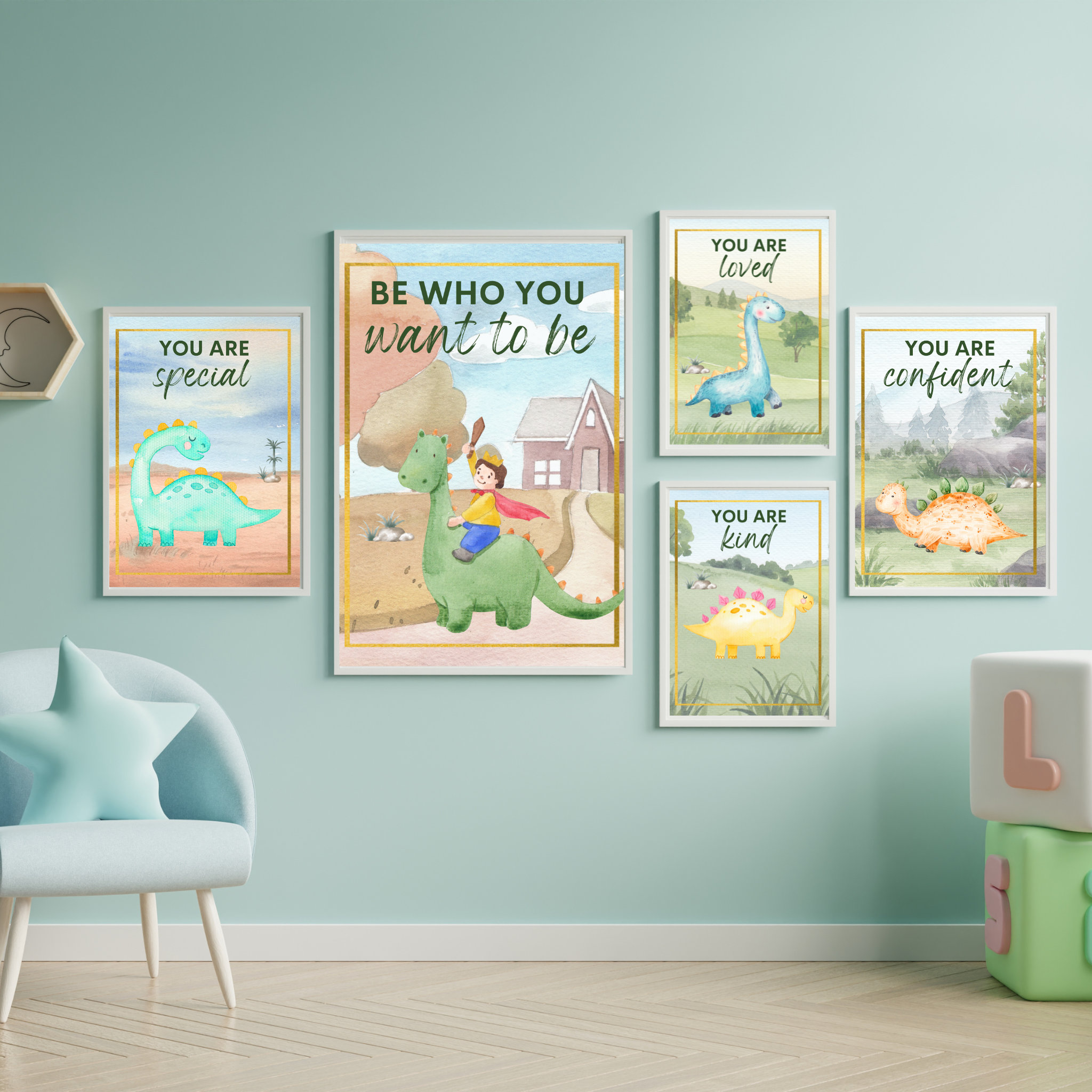 Inspirational Dinosaur Affirmation Wall Art Decor - Etsy Australia