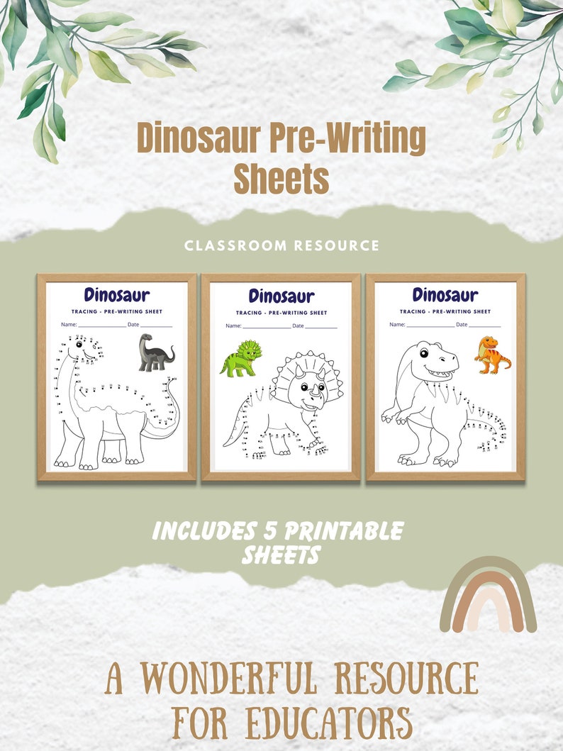 Dinosaur Pre-writing Activity Tracing Sheets - Tracing, Homeschool ...