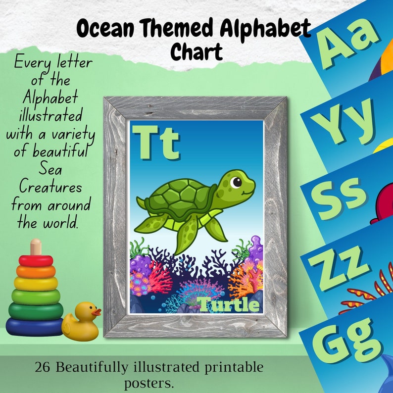 Ocean Themed Printable Alphabet Chart - Etsy Australia