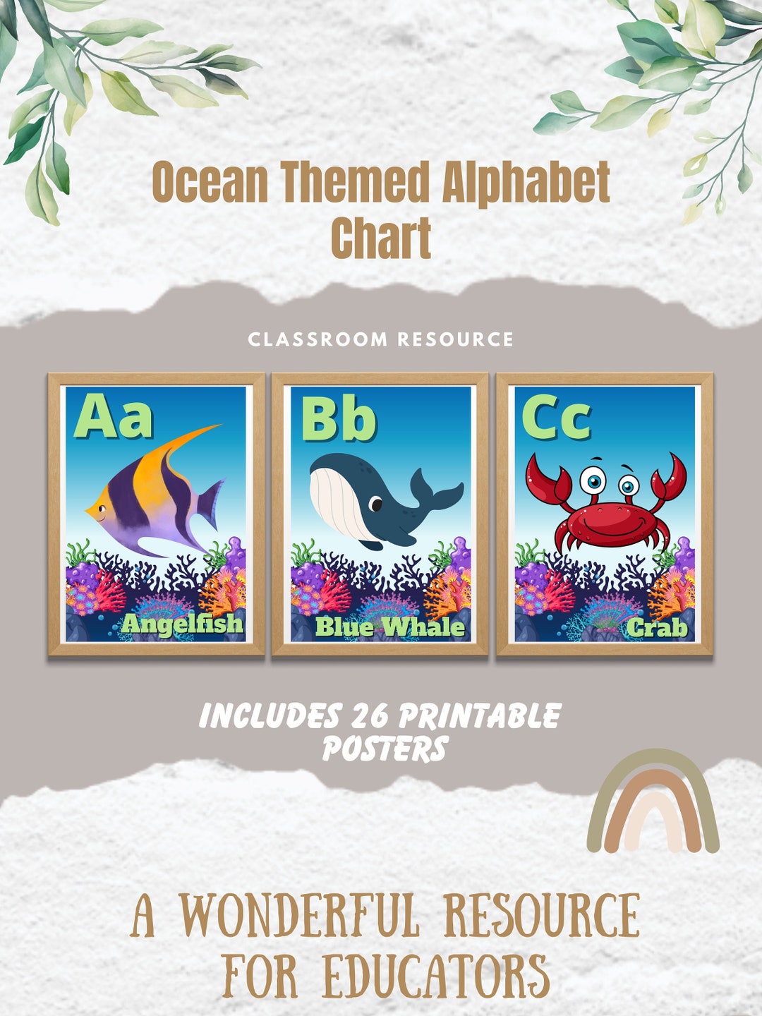 Ocean Themed Printable Alphabet Chart - Etsy