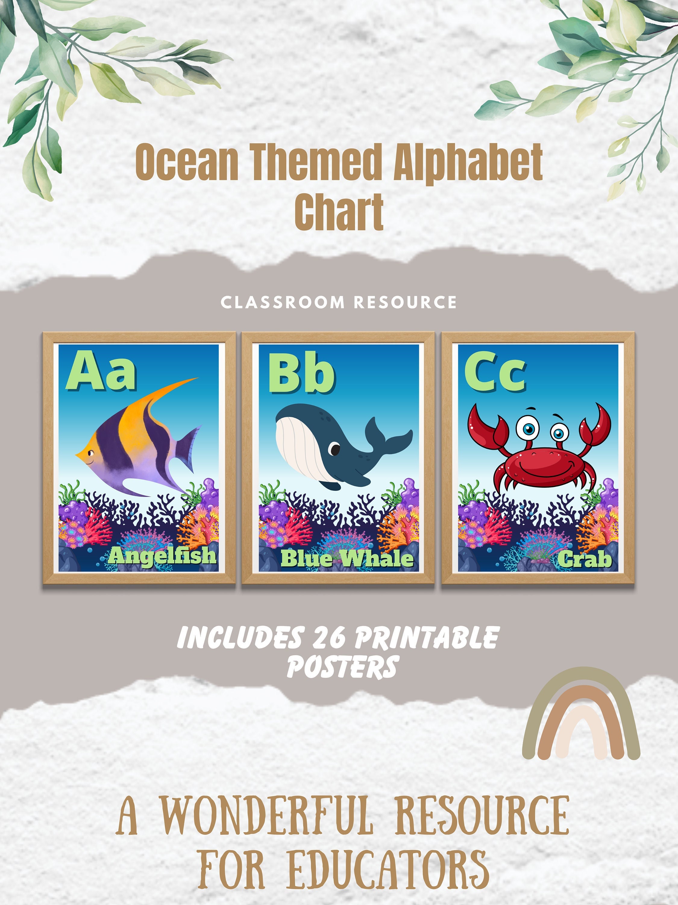 Ocean Themed Printable Alphabet Chart - Etsy
